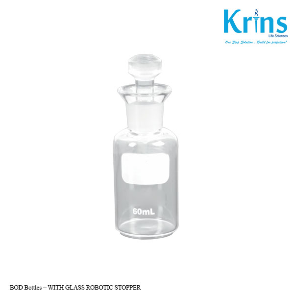BOD Bottles - WITH GLASS ROBOTIC STOPPER - Krins Life Sciences