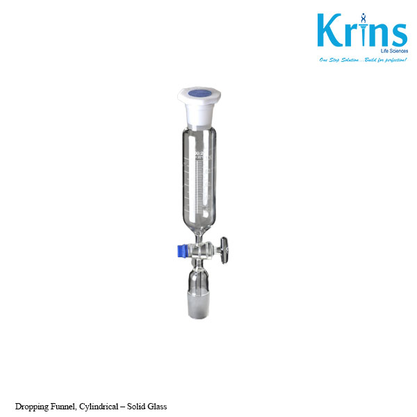 Dropping Funnel Cylindrical - Solid Glass - Krins Life Sciences