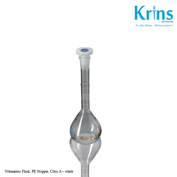 Volumetric Flask, PE Stopper, Class A - white